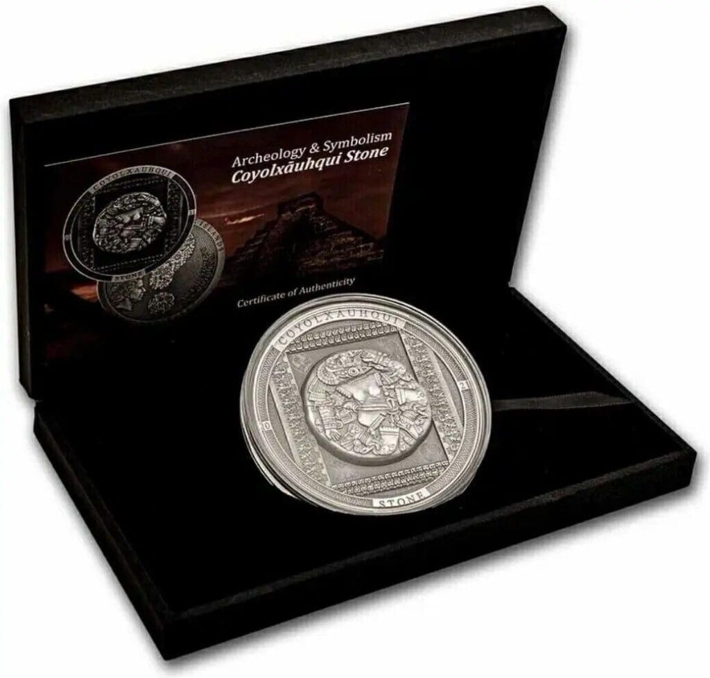 2021 $20 Aztec Coyolxauhqui Stone Archeology Symbolism 3oz Silver Coin ...