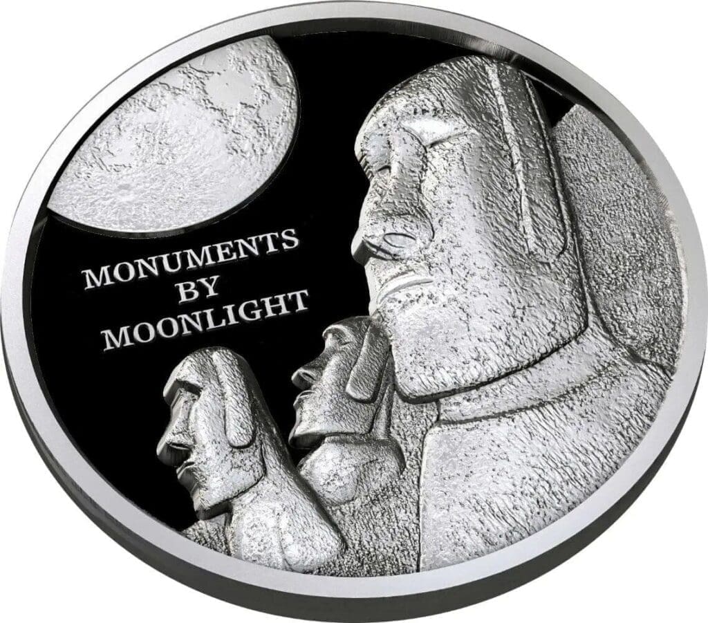 2019 $1 Monuments by Moonlight Easter Island Moai 1oz Silver Coin | The ...