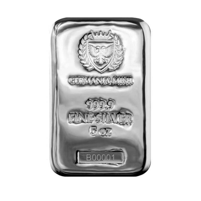 Germania Mint 5oz Silver Bullion Cast Bar | The Coin Chest