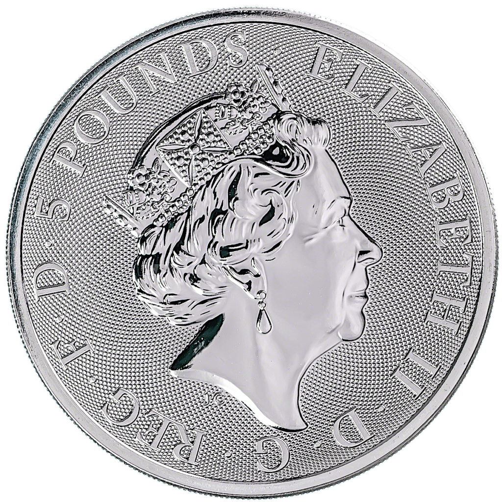 2021 £5 The Greyhound of Richmond - Queen's Beast 2oz Silver BU Coin ...