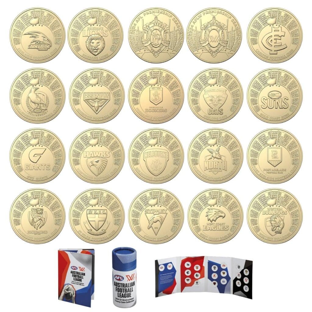 2024 $1 Australian Football League Tube & Folder Coin Set Unopened ...