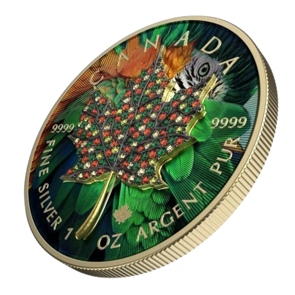 2022 $5 April – Seasons 1oz Silver Bejeweled Maple Leaf Coin | The Coin ...