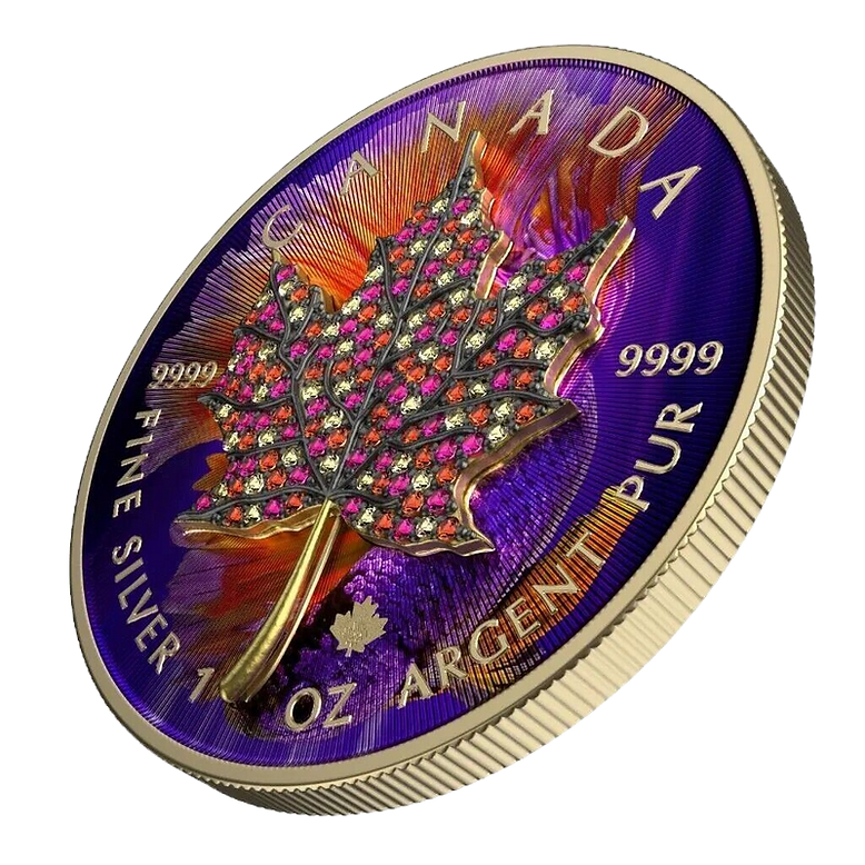 2022 $5 October – Seasons 1oz Silver Bejeweled Maple Leaf Coin | The ...