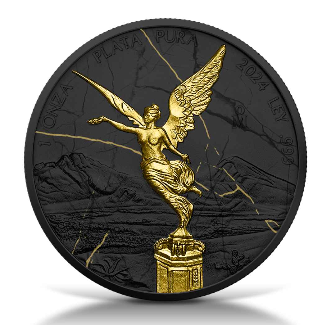 2024 Black and Gold Marble Edition 1oz Silver Libertad Gilded Coin ...