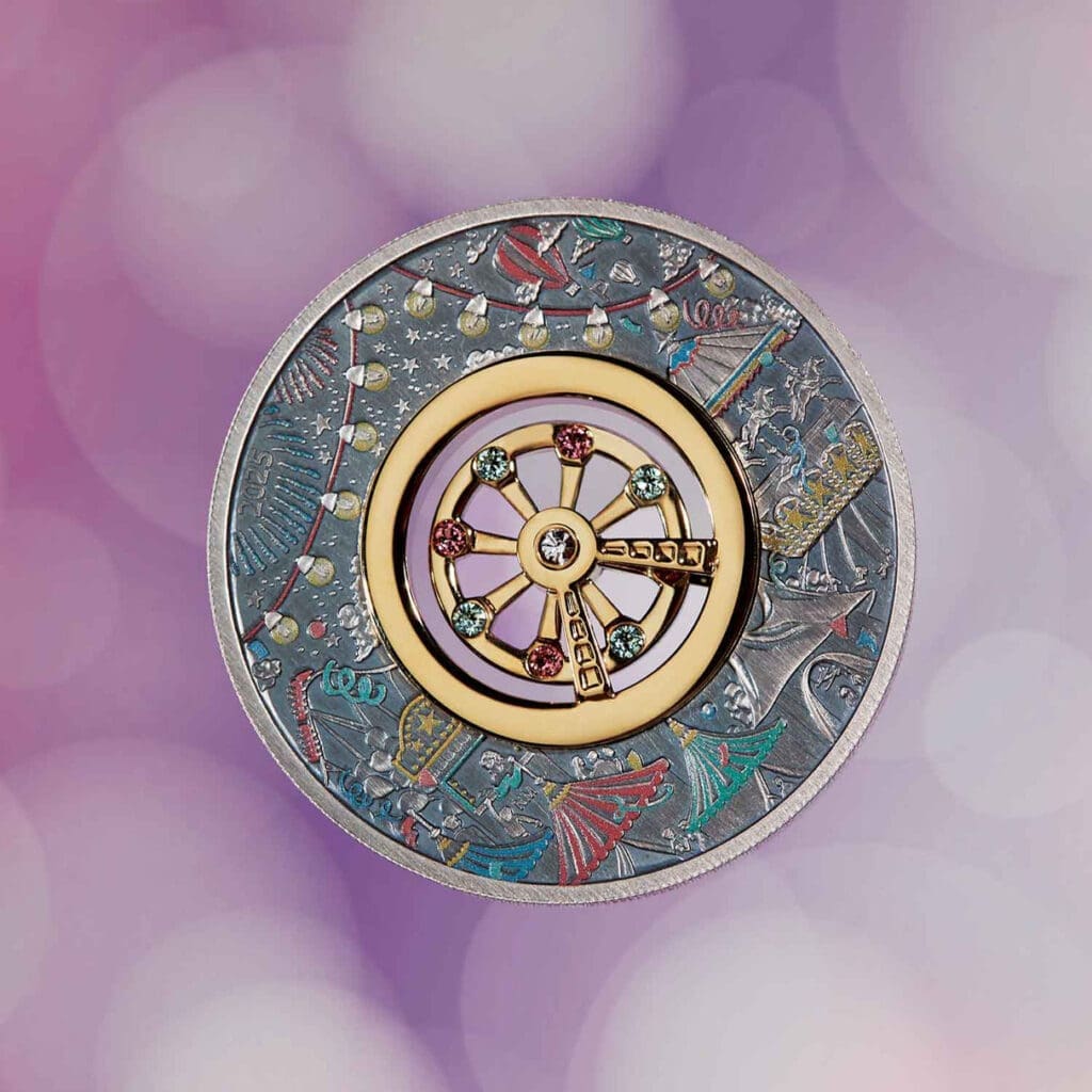2025 $2 Ferris Wheel Antiqued 2oz Silver Tuvalu Coin | The Coin Chest