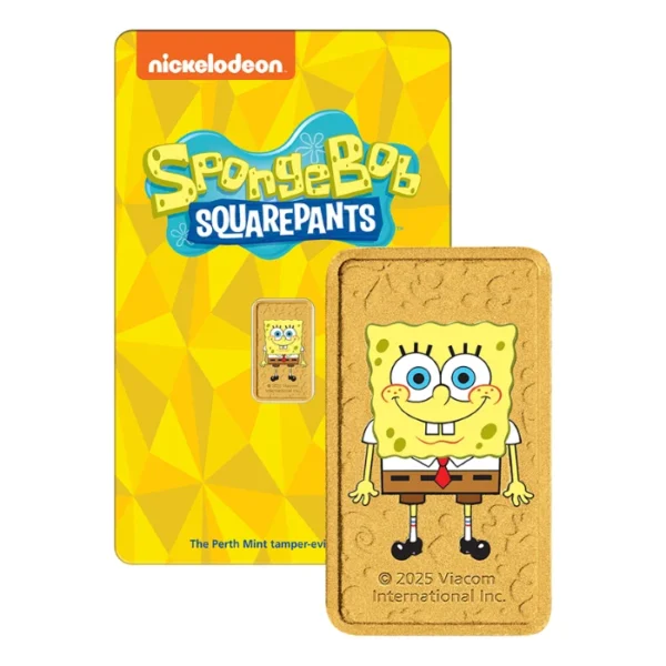 2025 1g Australia Spongebob SquarePants .9999 Gold Coloured Bar