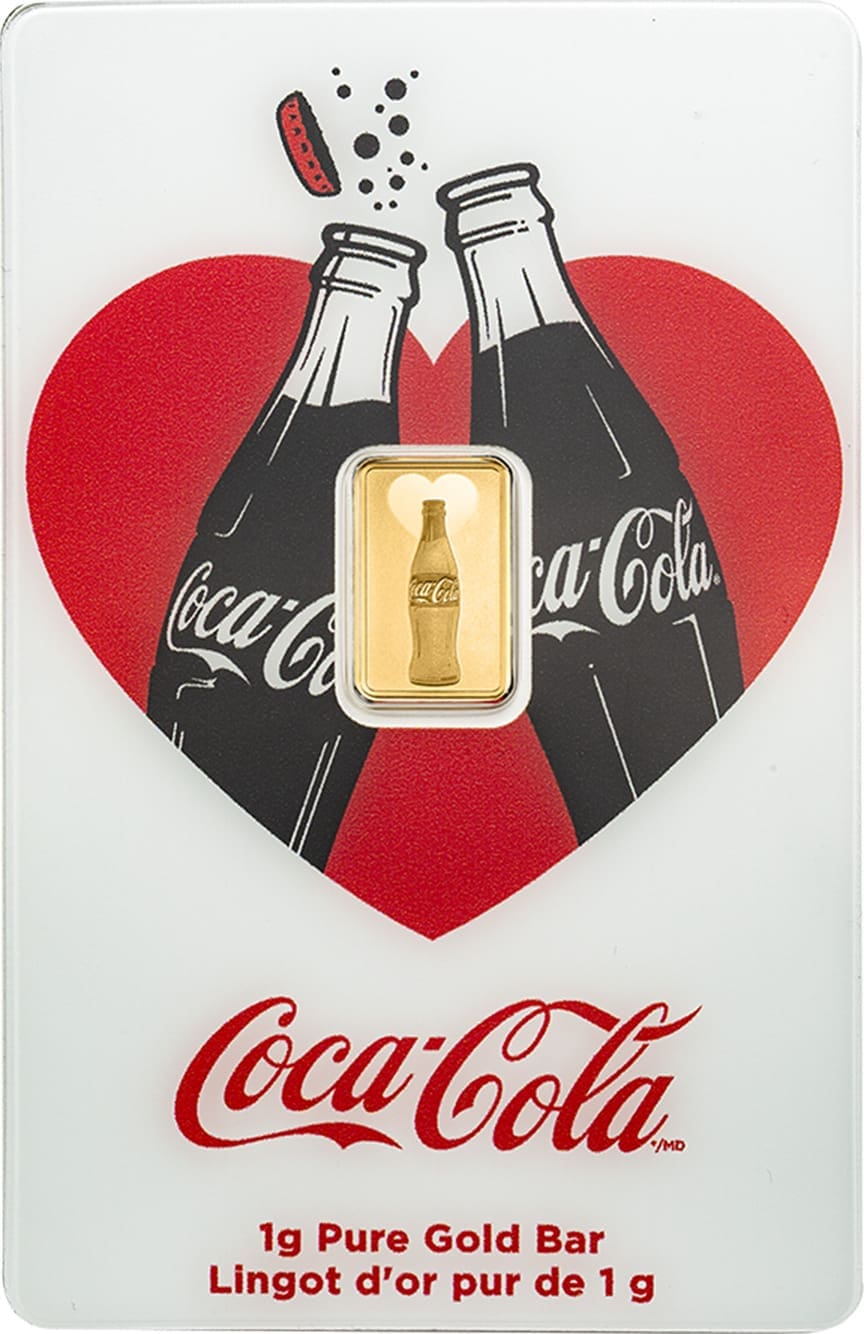 Pamp Suisse 1g Coca-Cola Valentine’s Love .9999 Gold Proof like Bar ...